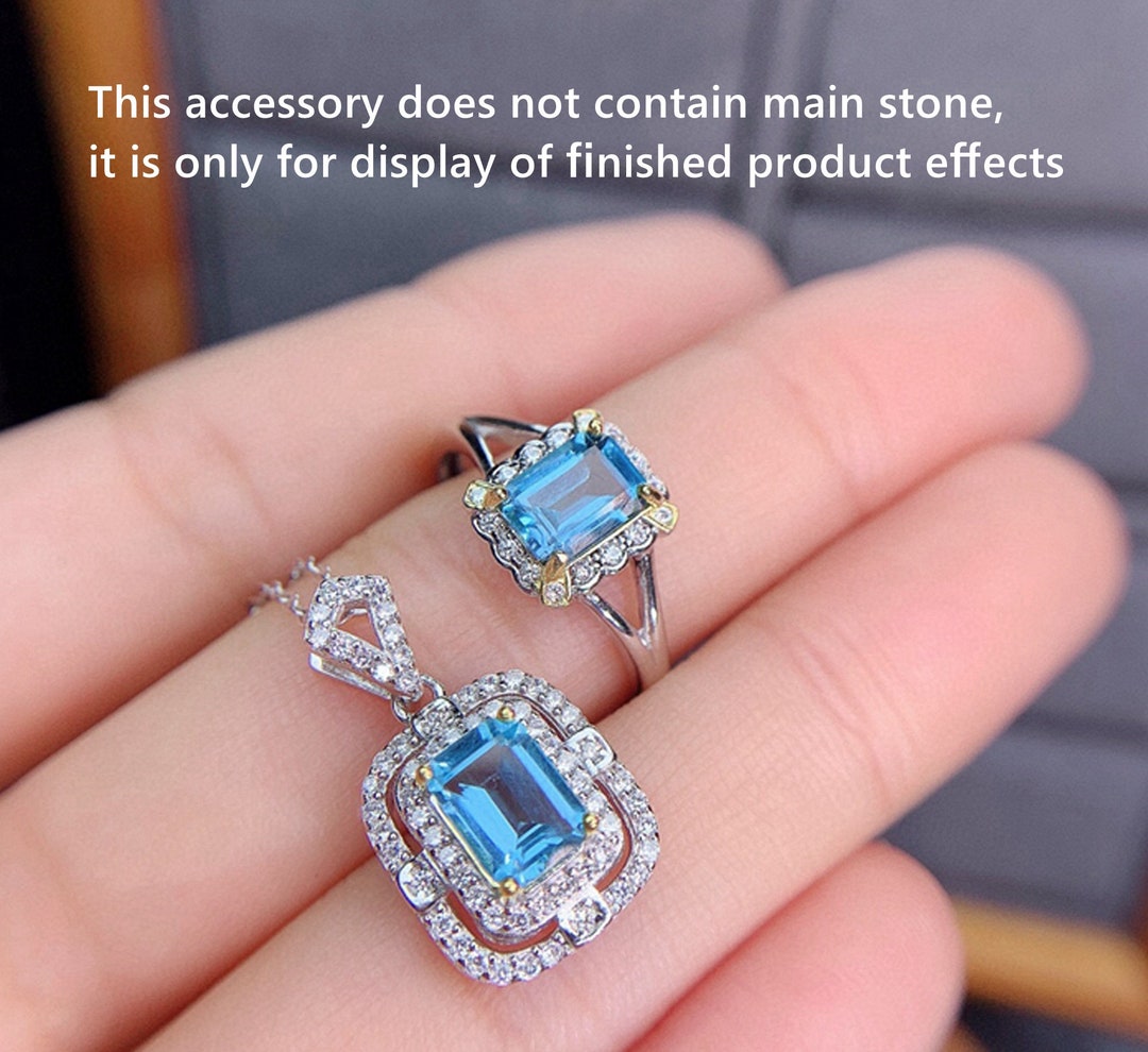 Sterling Silver Rectangular Ring Setting, Rectangle Ring Head, 925 ...