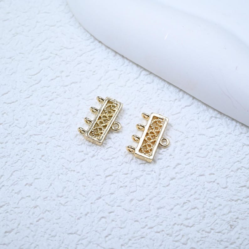 14K Gold Plated Brass Heart Bar Connector, Rectangle Necklace, Bar ...