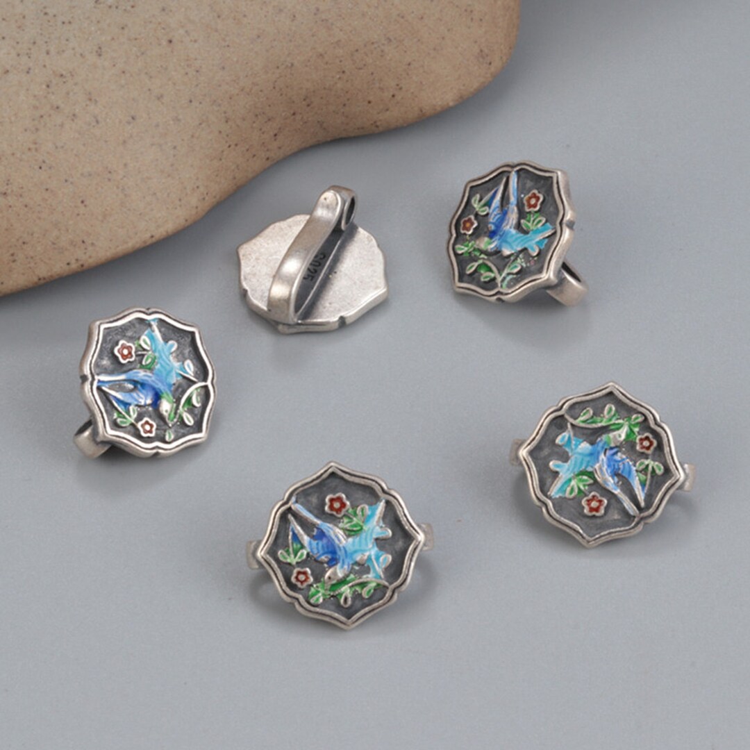 Sterling Silver Bird & Flower S Clasp, Sterling Enamel Flower S Clasps ...