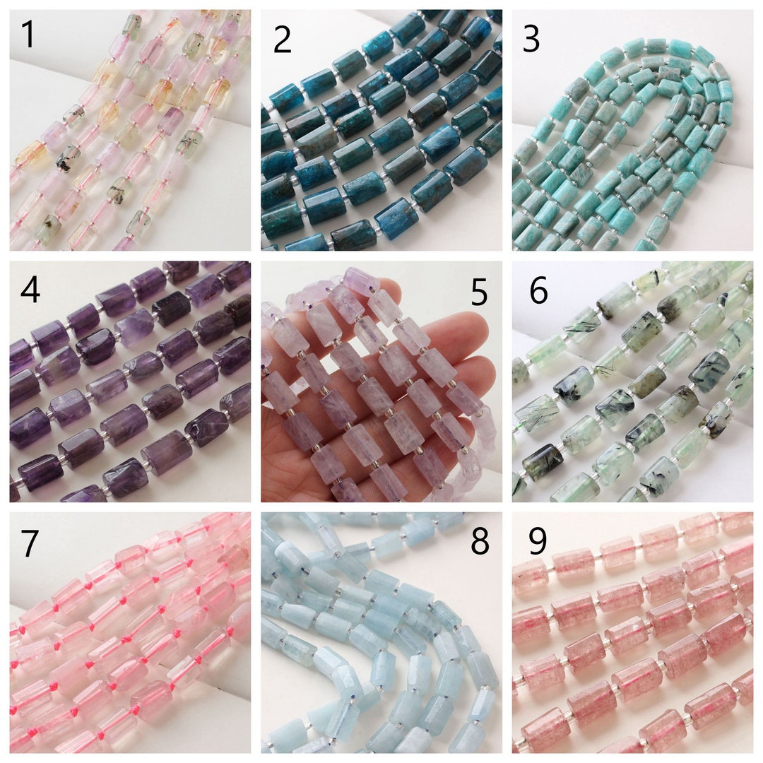 Optimized Natural Gemstone Cylinder Tube Beads, Crystal/ Quartz ...
