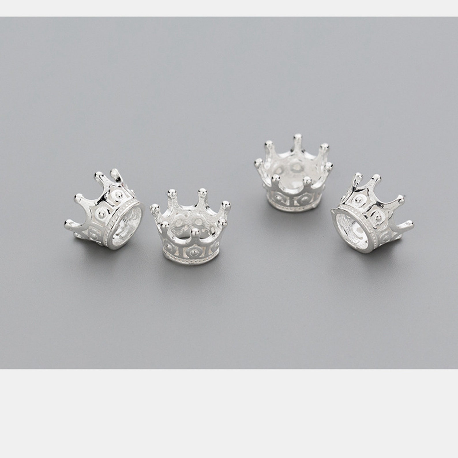 Sterling Silver Crown Bead, Queen Crown Beads, Necklace Bead, 925 ...