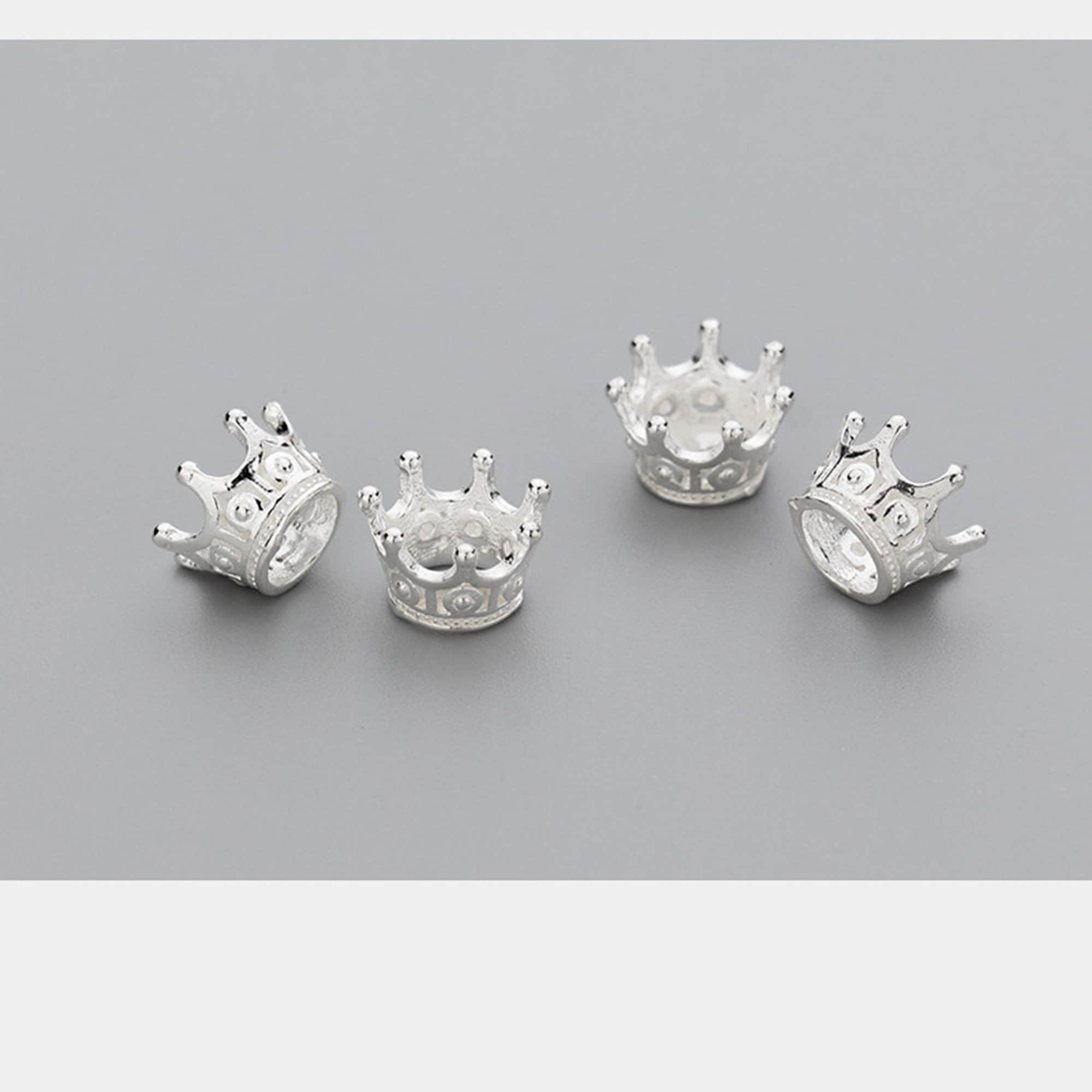Sterling Silver Crown Bead, Princess Jewelry Making (11mm) - Etsy