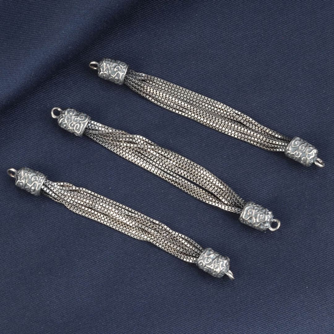 Sterling Silver Box Chain Connector W/ Cloud Cord End Cap, 925 Silver ...