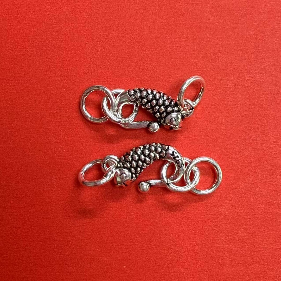 Sterling Silver Koi Fish Clasp W/ Rings, Fish Hook Clasp, Fish Clasp ...