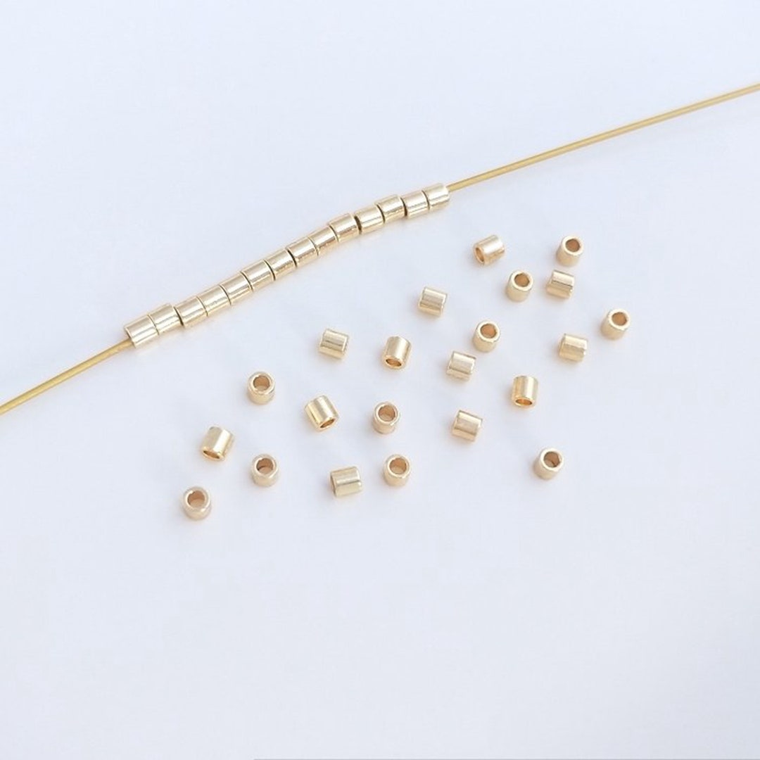 14K Gold Plated Brass Tube Beads, Gold Tone Cylinder Tube Beads, Gold ...