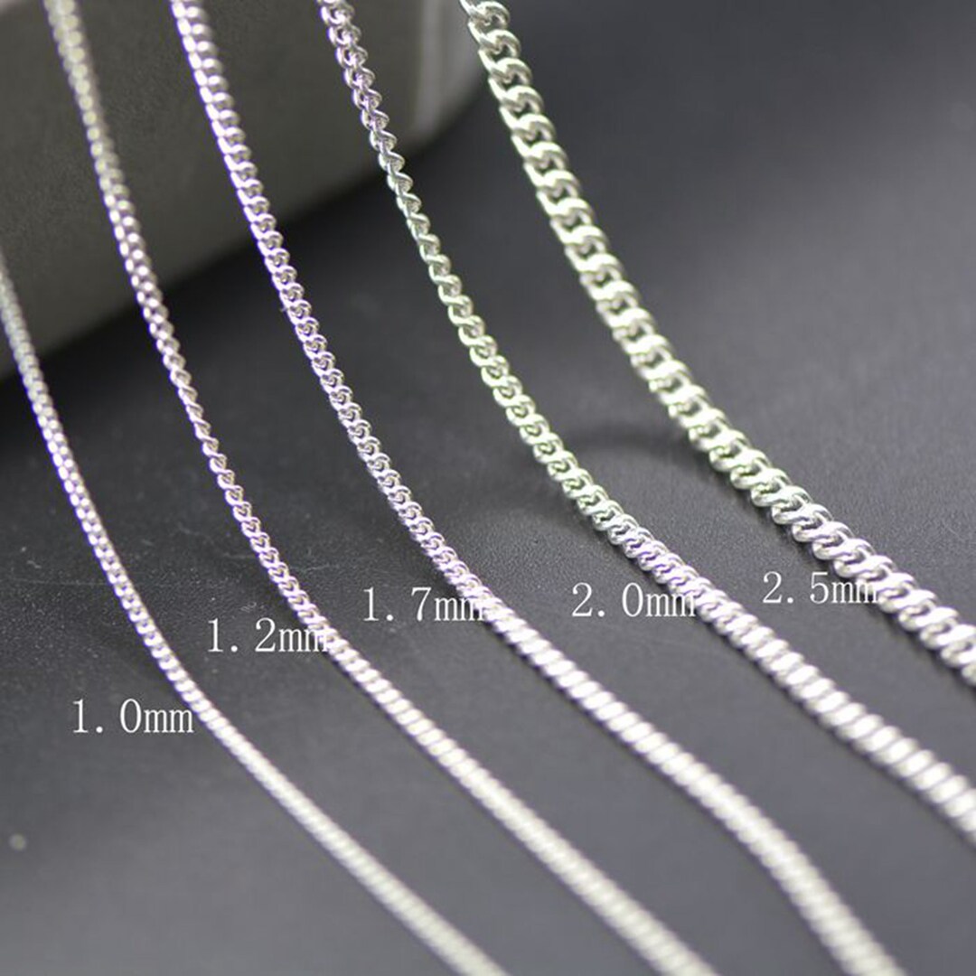 Sterling Silver Curb Chain, S925 Silver Curb Unfinished Chain, Bulk Curb Chain Necklace Bracelet ...