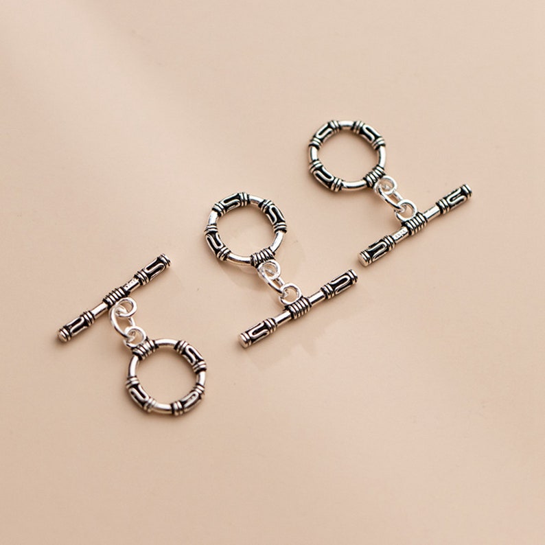 Sterling Silver Round Toggle Clasps, S925 Silver Toggle Clasp, Bracelet ...