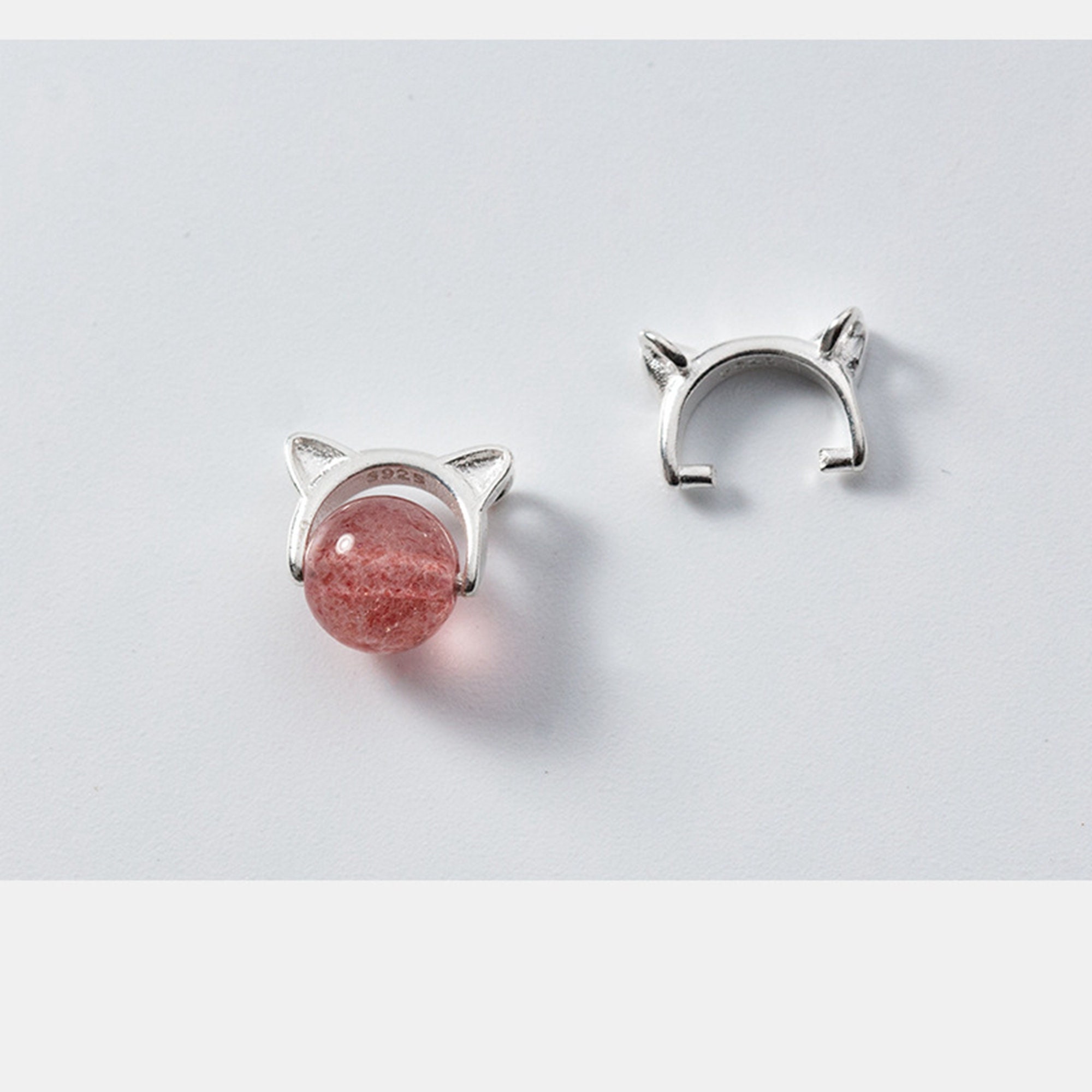 Sterling Silver Cat Head Bead Frames 925 Silver Animal Head - Etsy