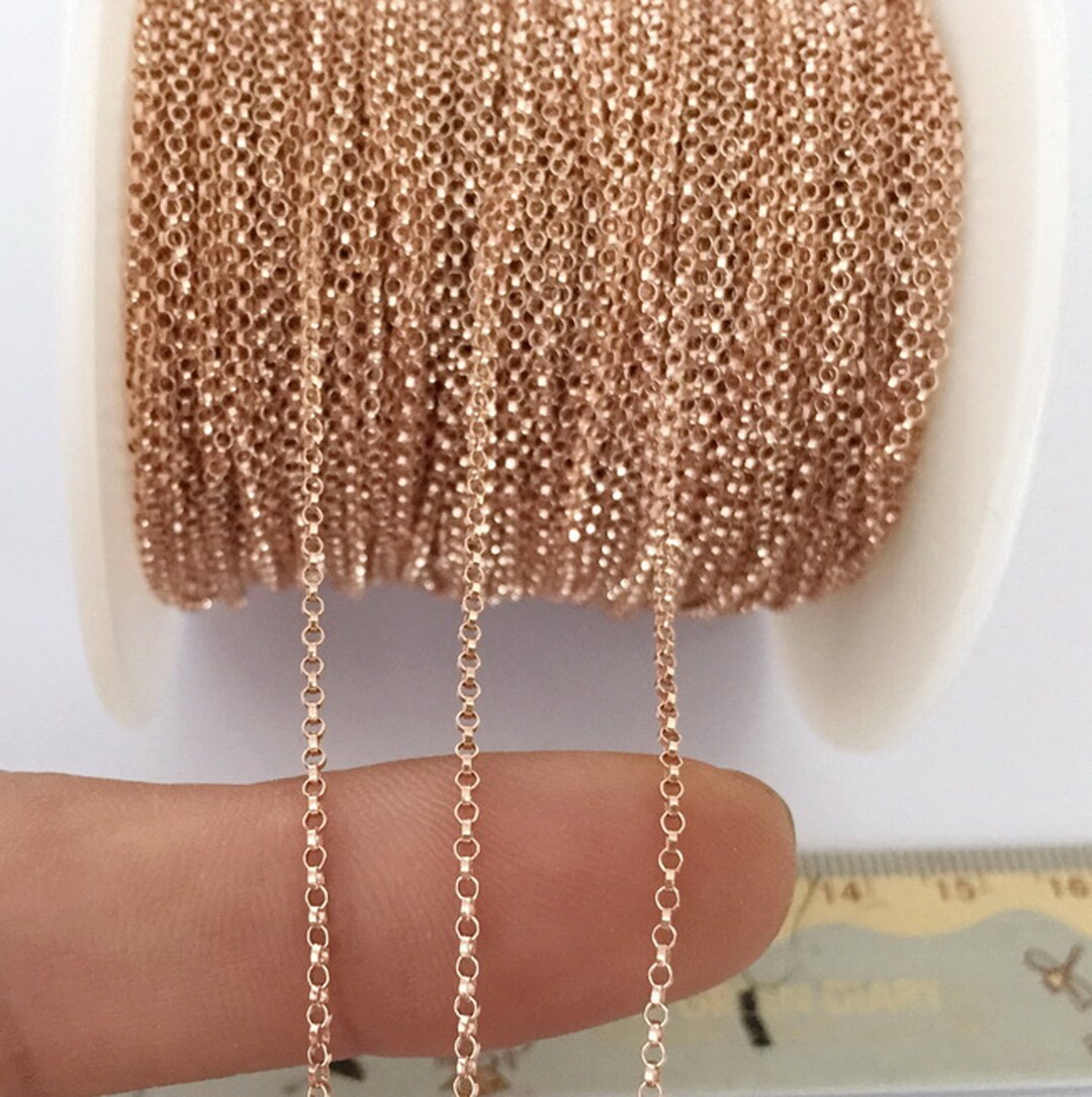 1 Meter 14K Rose Gold Filled Rolo Chain Footage, Rose Gold Filled Bulk Chains, Unfinished Chains ...