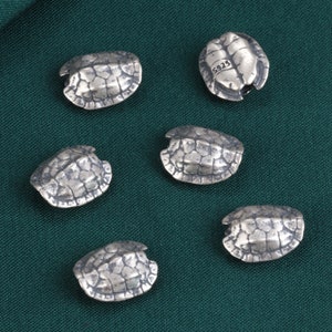 Sterling Silver Tortoise Shell Beads, Carapace Beads 925 Silver Turtle ...