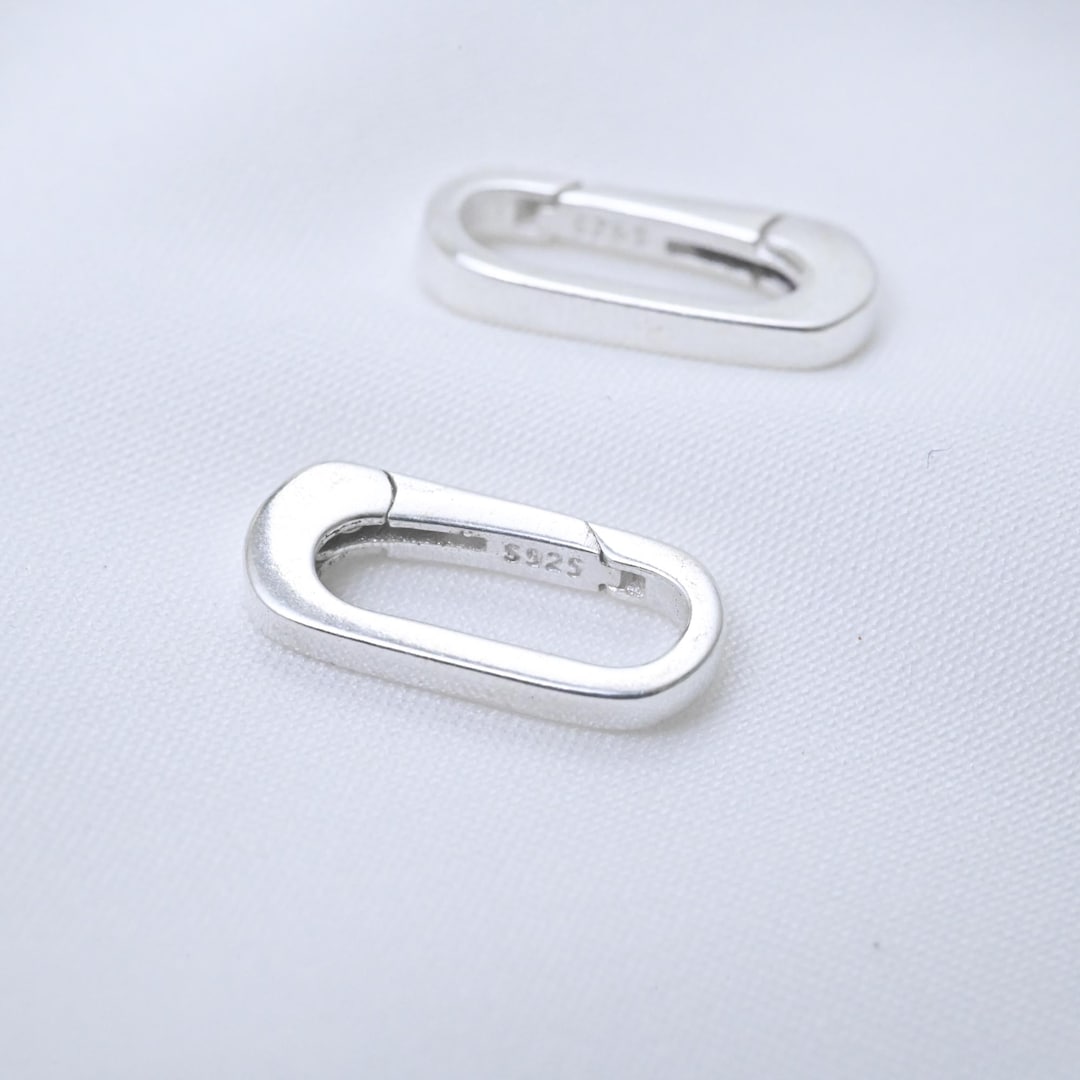Sterling Silver Rectangle Push Clasp, Hinged Oval Spring Gate Clasp - Etsy