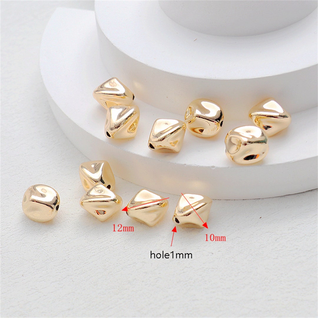 14K Gold Plated Brass Concave Bead, Pony Bead, Irregular Bead ...