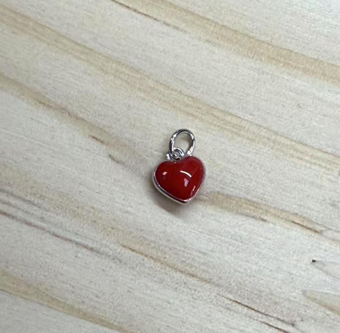 Sterling Silver Enamel Heart Charm Pendant, Valentine's Day Bracelet ...
