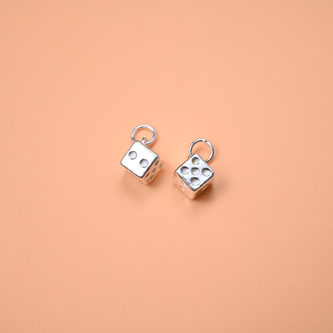 Sterling Silver Dice Charm Pendant, Game Jewelry (6.5mm) - Etsy UK