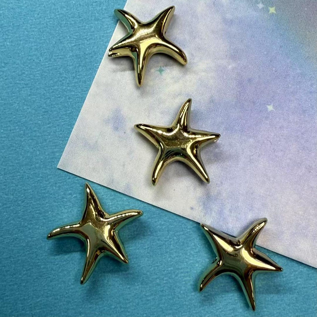 14K Gold Plated Starfish Bead, Ocean Bead, Coastal Bead, Tropical Bead ...