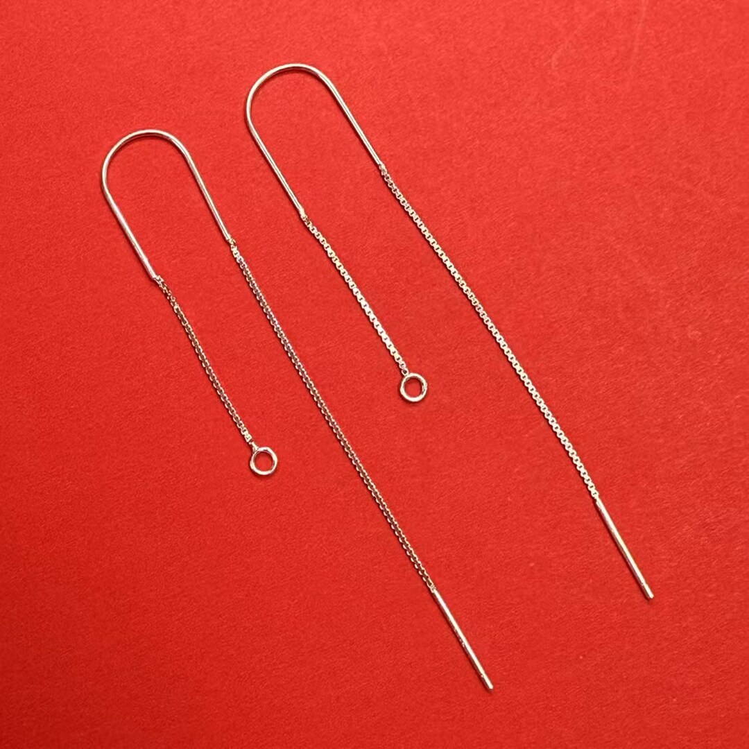 Sterling Silver U Shaped Earring Ear Threads With Loop, 925 Silver Box ...