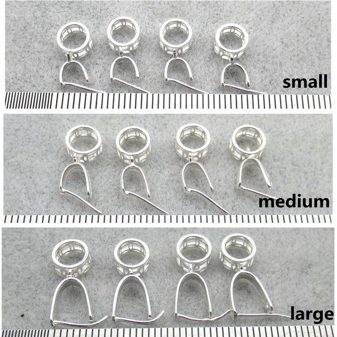 Sterling Silver Shiny Pinch Bails, Large Hole Bail, Overlap Coin Design ...