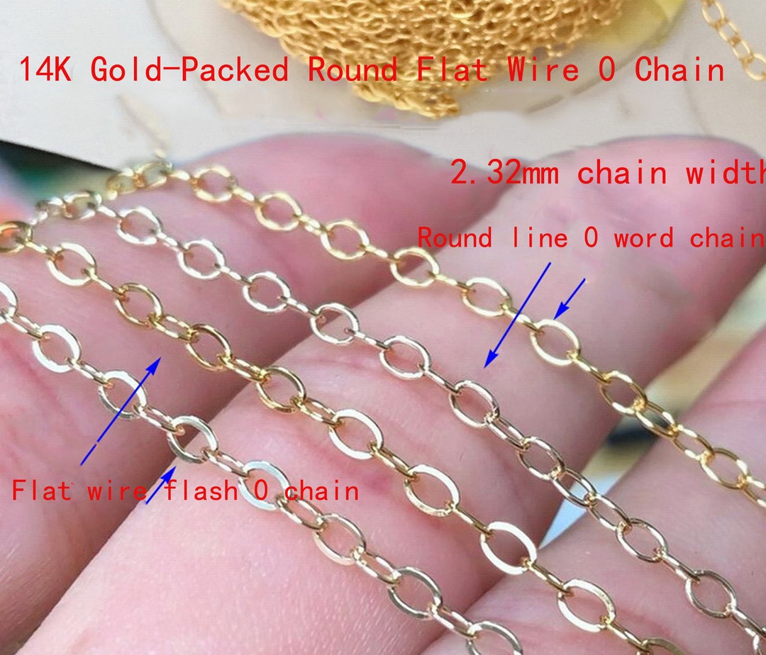 1 Meter 14K Gold Filled Rolo Chain, Gold Filled Slim Round / Flat Bulk ...