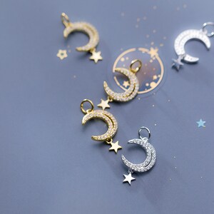 Sterling Silver Moon and Star Charm Pendant, Celestial Jewelry - Etsy