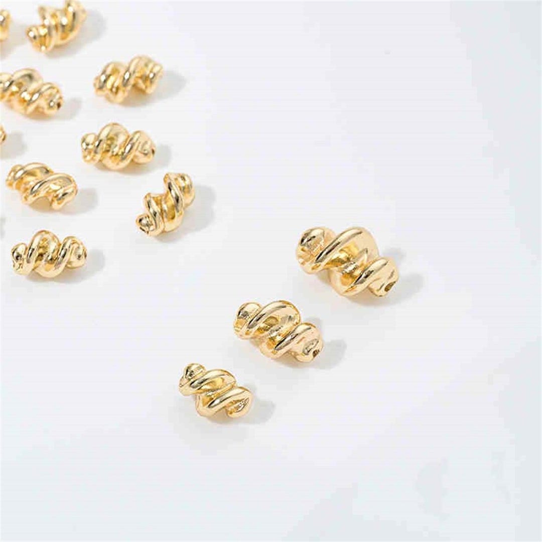 14K Gold Plated Spiral Beads, Swirl Bead, Twist Bead, Weave Bead,tribal ...