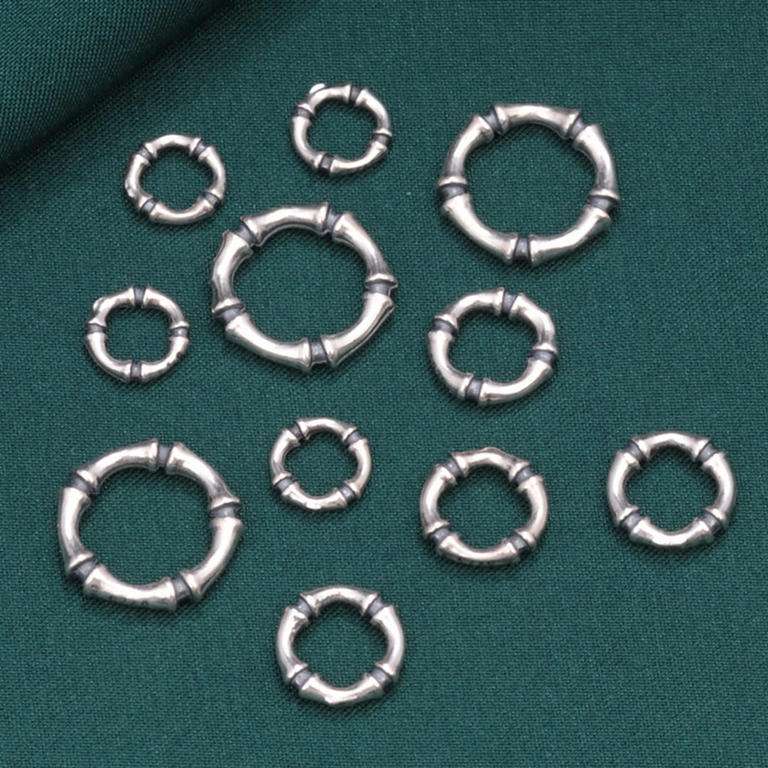 Sterling Silver Bone Jump Rings, Bamboo Jump Ring, Closed Jump Ring ...