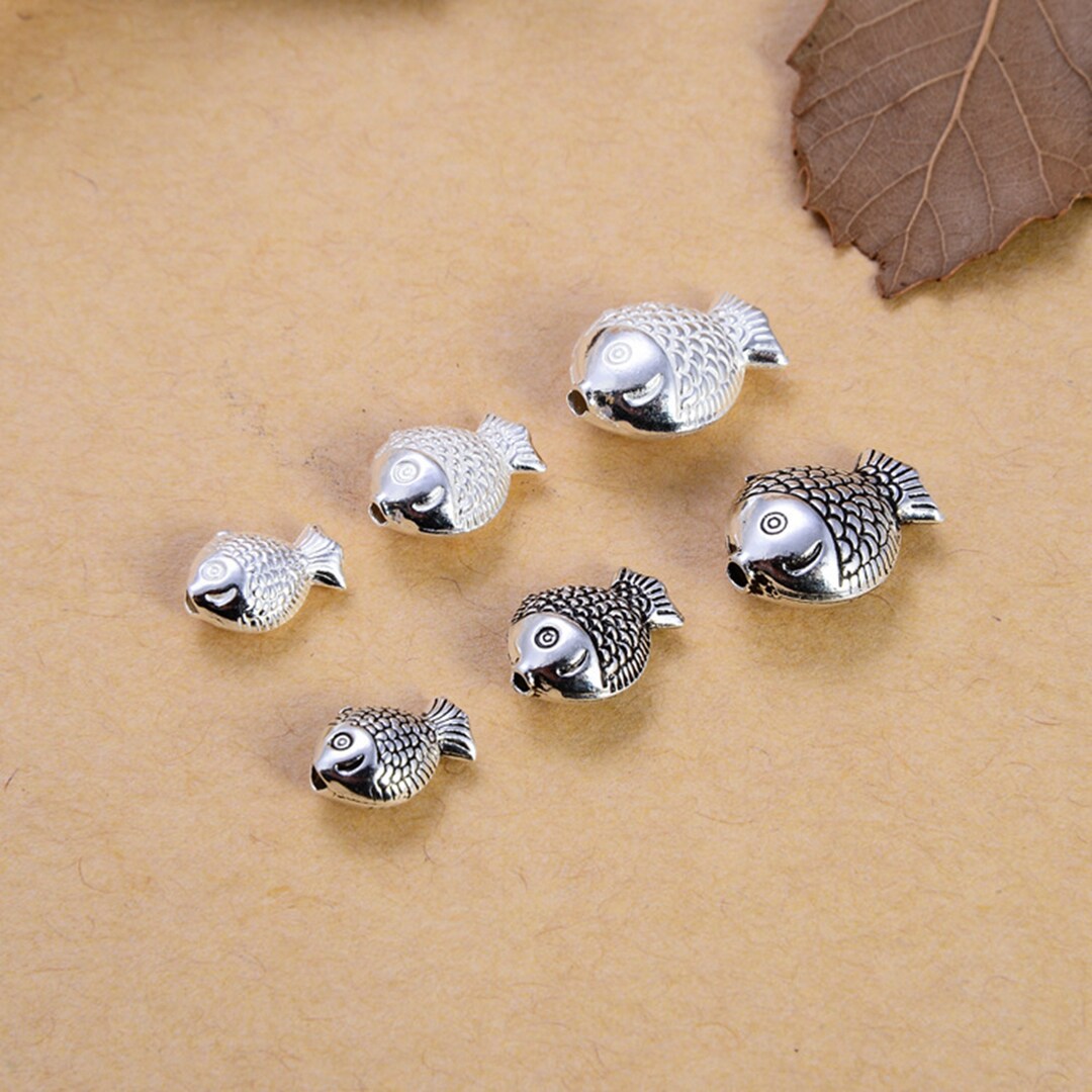 Sterling Silver Fish Beads, Sea Bead, Ocean Bead, Water Bead, Fishing ...