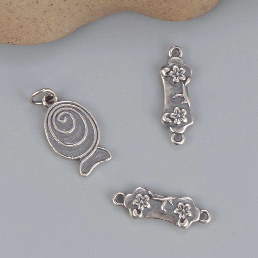 Sterling Silver Spiral Fish Charm, 925 Silver Sea Fish Charm, Ocean ...
