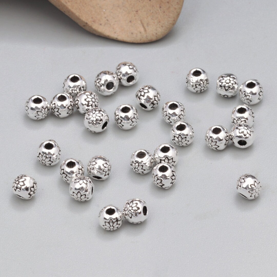 Sterling Silver Flower Beads, Sunflower Bead, Daisy Bead, Blossom Bead ...
