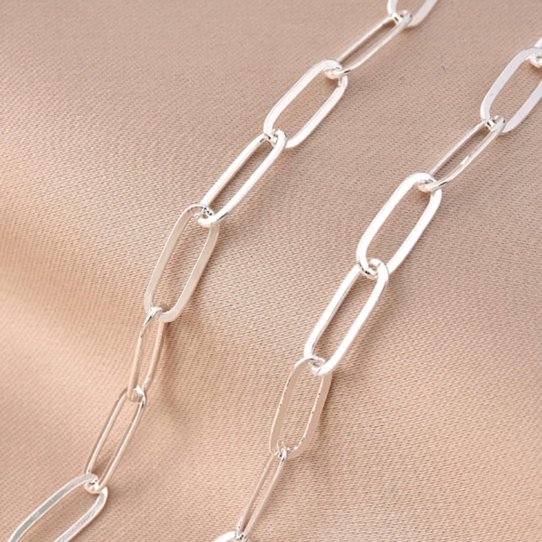 1 Meter Sterling Silver Paper Clip Chain, S925 Silver Paperclip Chain ...