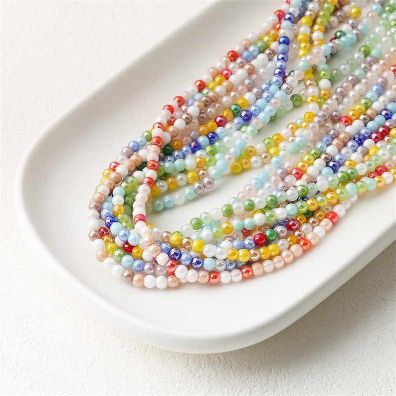Colorful Round Glass Beads, Full Strand 4.2mm - Etsy New Zealand