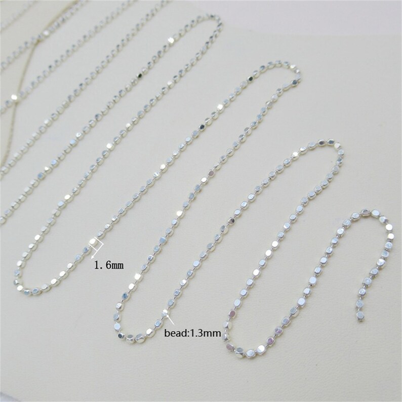 Sterling Silver Cube Bead Chain, Jewelry Making Necklace (1.3mm) - Etsy ...