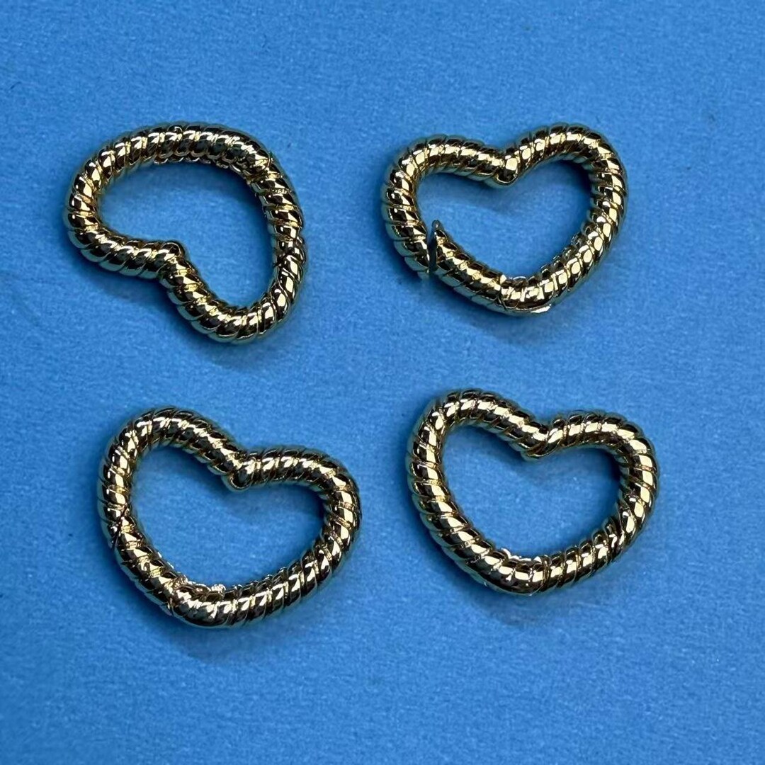 14K Gold Plated Twist Heart Screw Clasp, Jewelry Making - Etsy