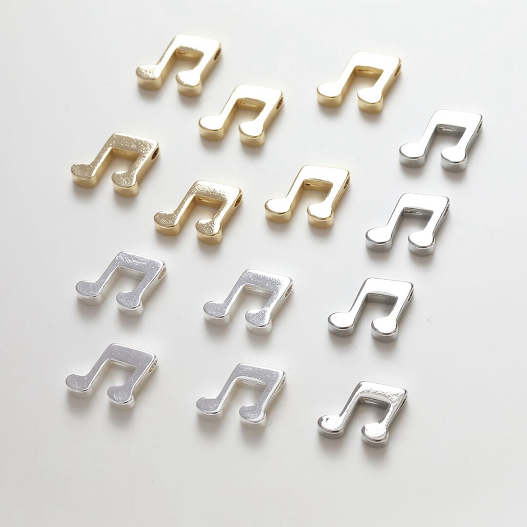 14K Gold Plated Music Note Bead, Treble Clef Bead, Band Bead, Choir ...