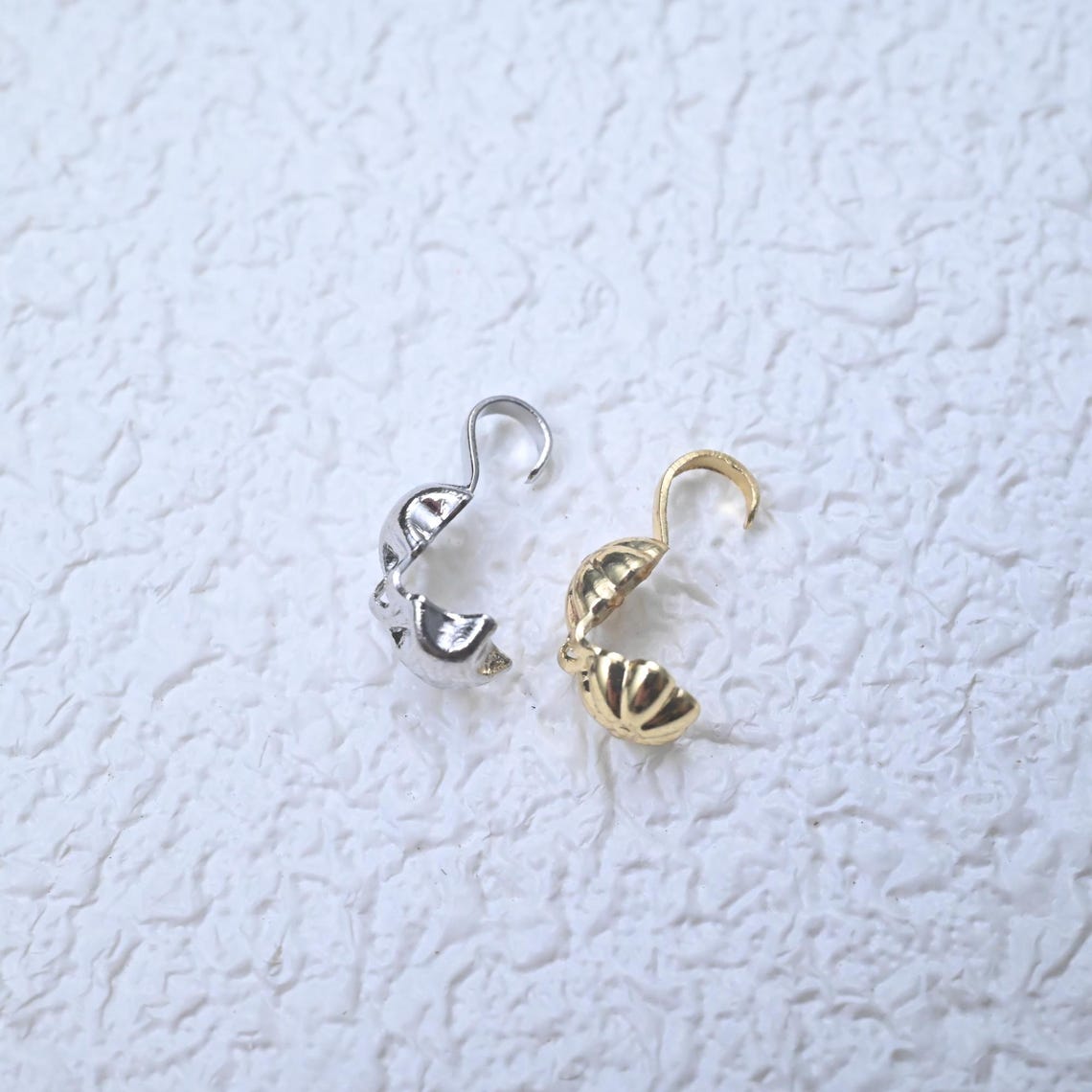 14K Gold Plated Clamshell Bead Tips, Gold Tone End Tip Cover for ...