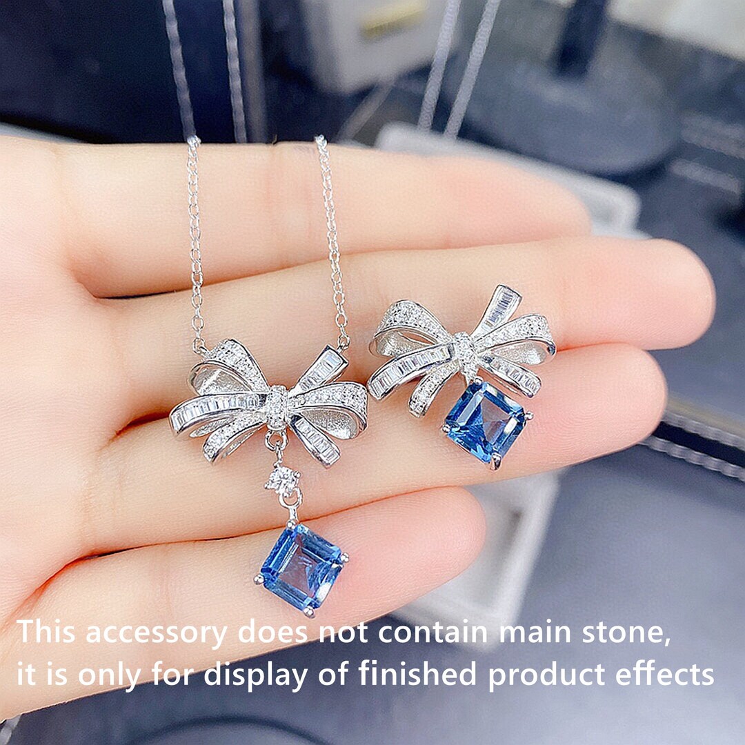 Sterling Silver Square Ring Setting, Bowknot Ring Head, 925 Silver Ring ...