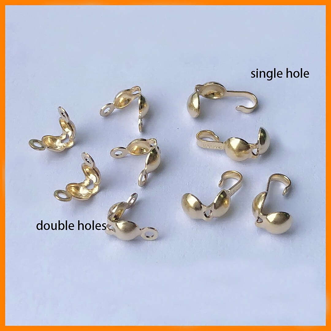 14K Gold Filled Clamshell Bead Tips, Gold Filled End Tip Cover for ...