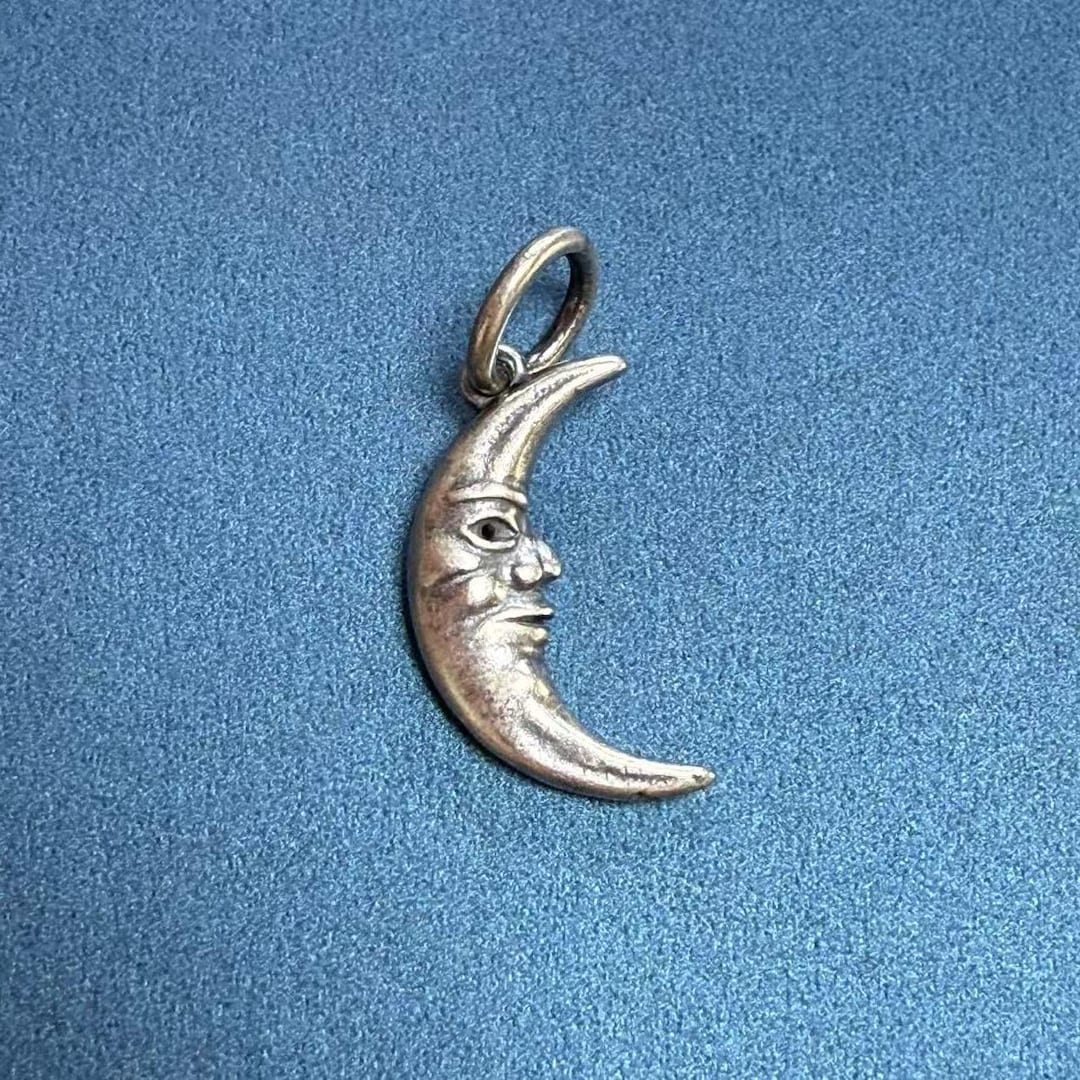 Sterling Silver Man in the Moon Charm, Celestial Pendant - Etsy