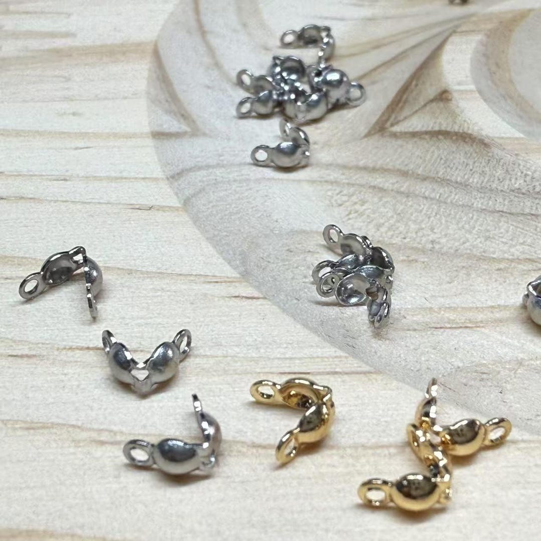 100pcs Stainless Steel Clamshell Bead Tips, End Tip Cover for Jewelry ...