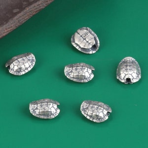 Sterling Silver Tortoise Shell Beads, Carapace Beads 925 Silver Turtle ...