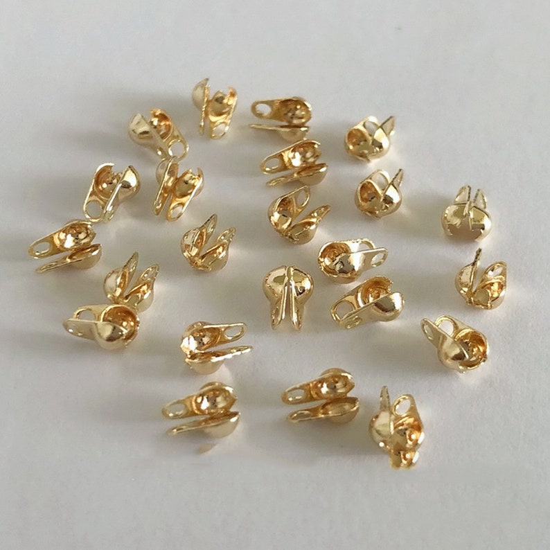 14K Gold Plated Ball Chain Closures, Crimp Bead Tip Cover - Etsy