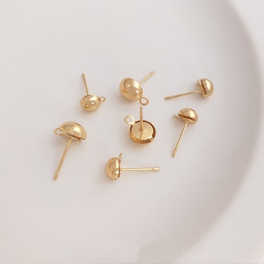 14K Gold Tone Half Circle Earring Posts, Gold Tone Earring Post Ear ...