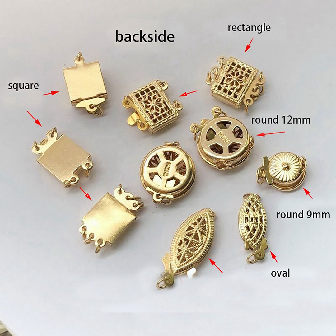 14K Gold Filled Hollow Flower Rectangle Filigree Pearl Clasp Single Two ...