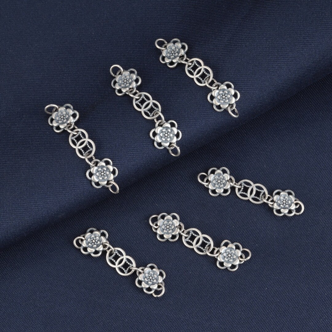 Sterling Silver Flower & Overlap Coin Connector Charms, 925 Silver ...