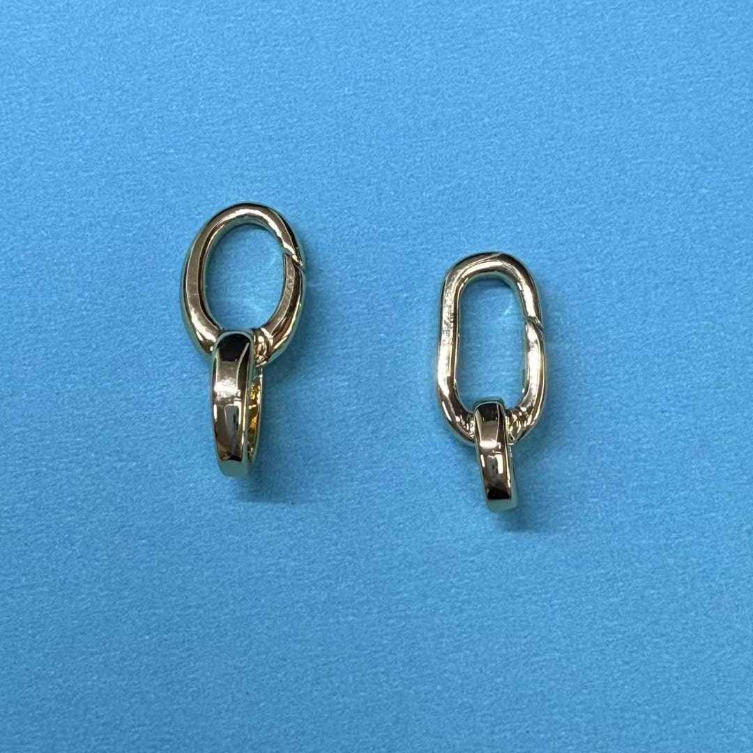 14K Gold Plated Infinity Oval Clasp, Gold Tone Circular Oval Spring ...