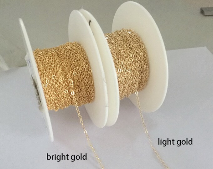 14K Gold Filled Hammered Cable Chains, Flat Cable Chain Necklace, Gold ...