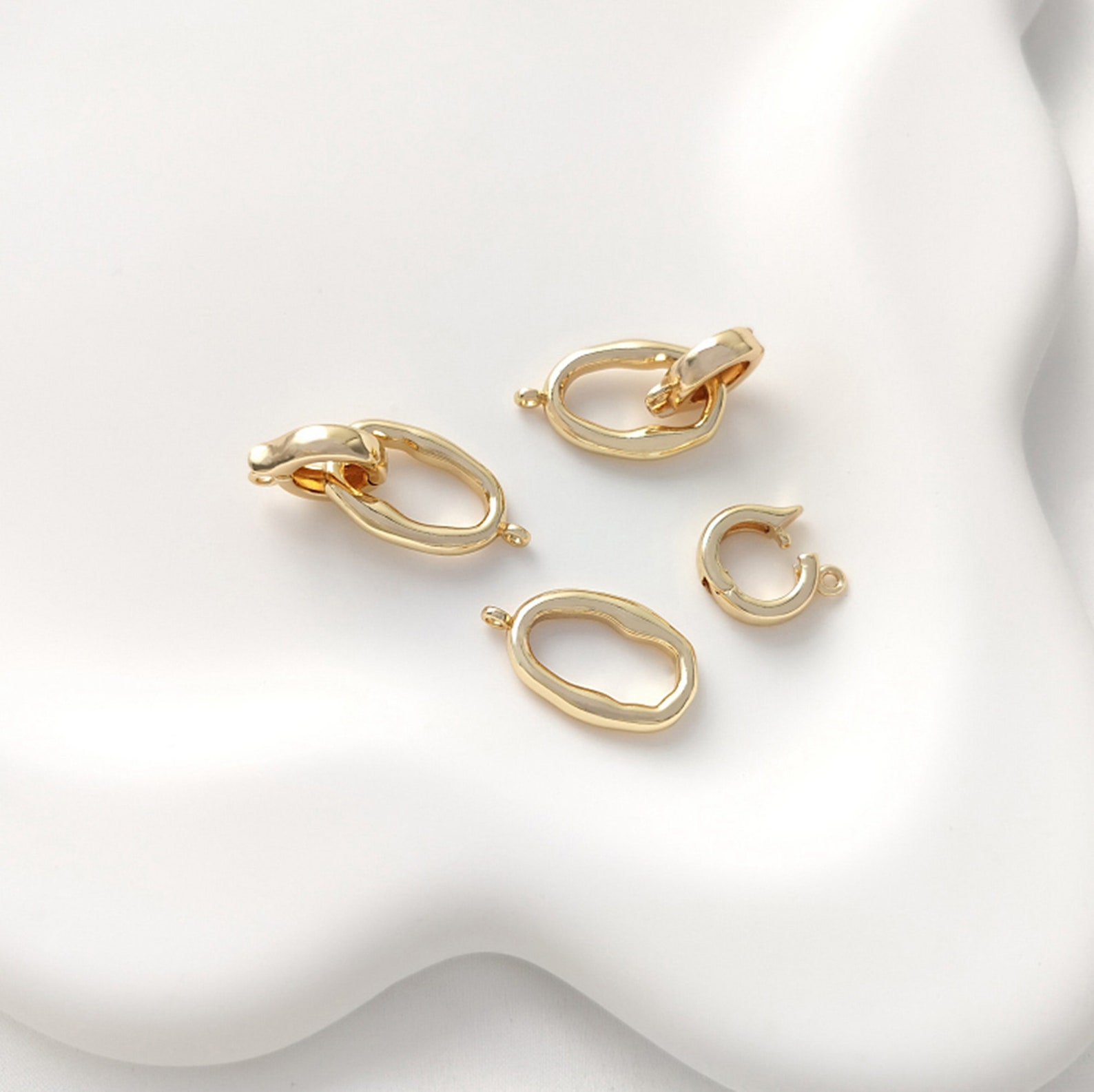 14K Gold Plated Buckle Clasp for Pear Bracelet, Round Hinged Clasp ...