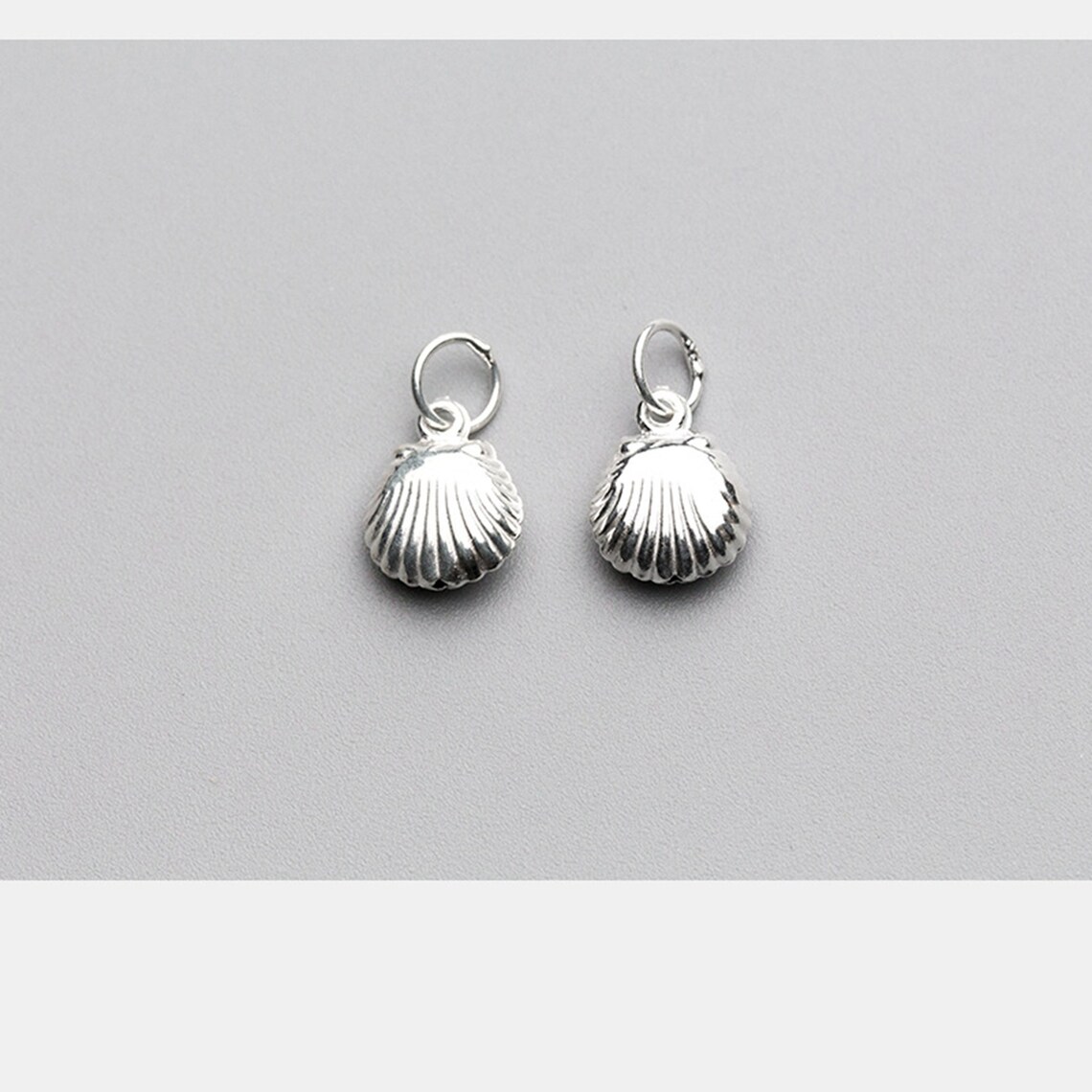 4/10pcs Sterling Silver Seashell Charms W/ Tiny Ball Inside - Etsy
