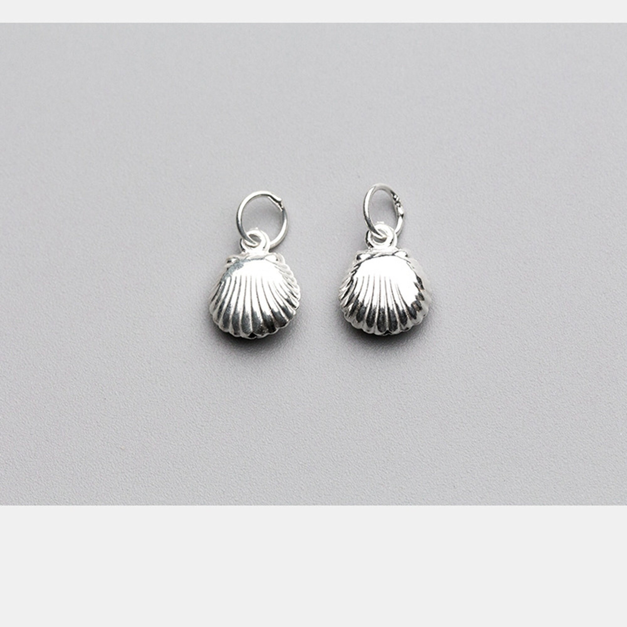 4/10pcs Sterling Silver Seashell Charms W/ Tiny Ball Inside - Etsy