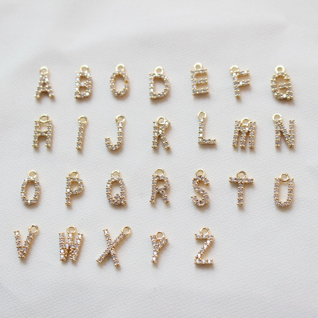 A-Z 18K Gold Plated CZ Alphabet Charm Initial Charm, Gold Tone Letter ...