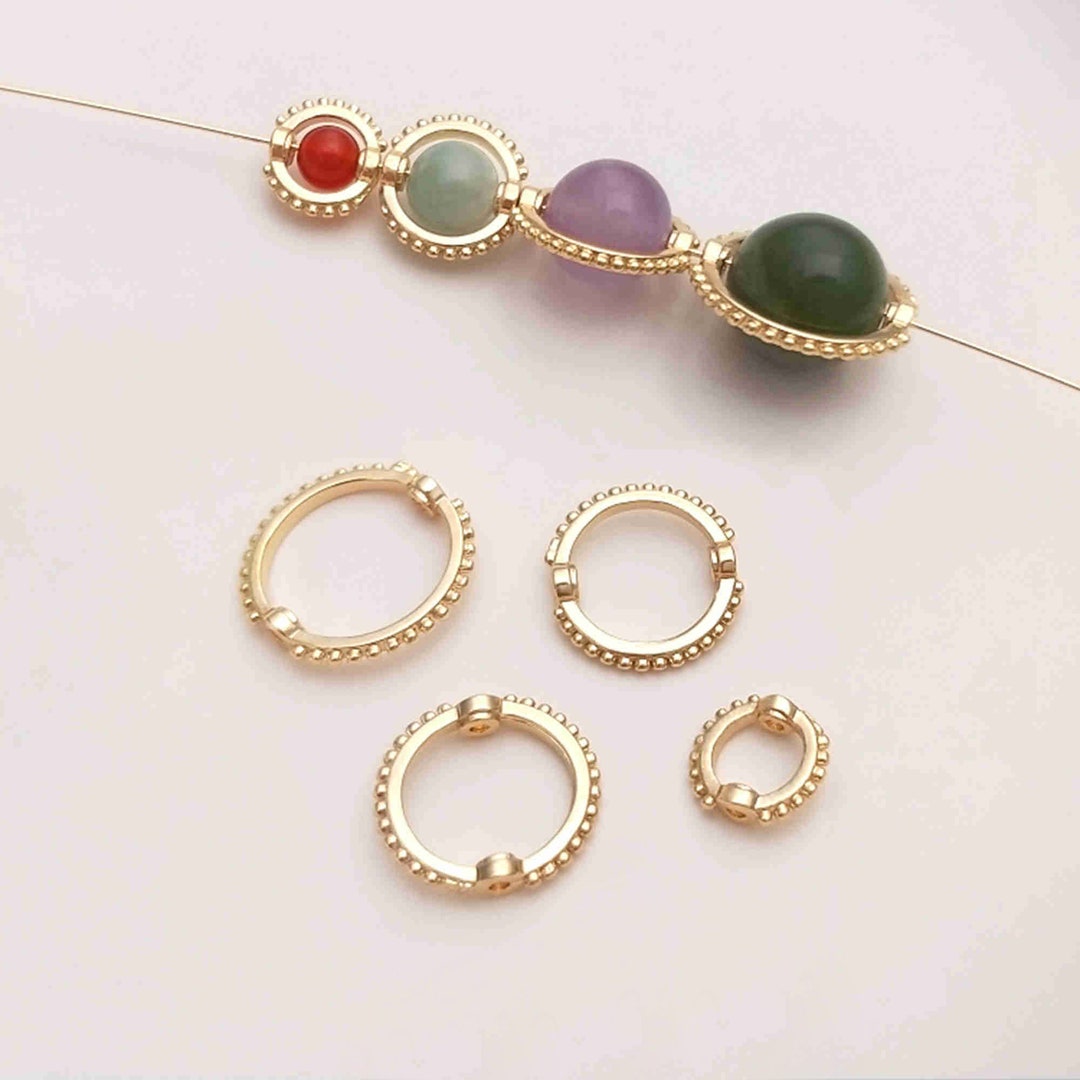 10pcs 14K Gold Plated Circle Bead Frames , Gold Tone Bead Round Circle ...